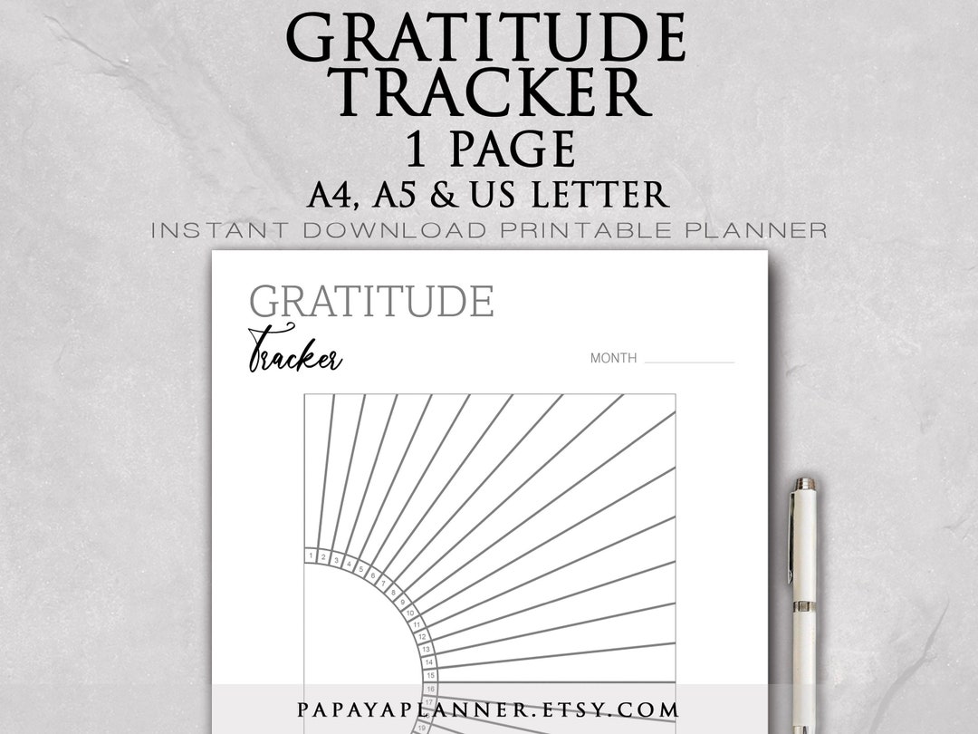 Gratitude Tracker - Printable Planner, Personal Planner, Self ...