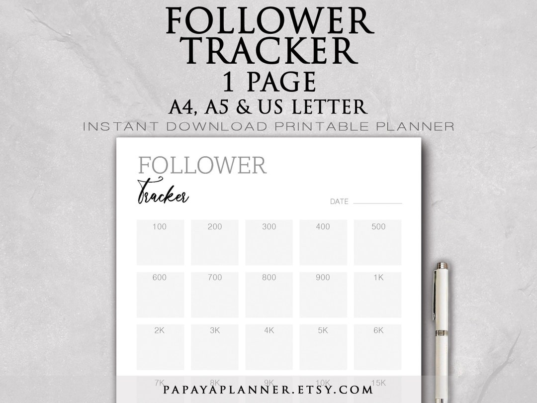 Follower Tracker - Printable Planner, Personal Planner, Social Media ...