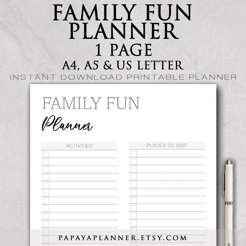 Family Fun Planner - Etsy