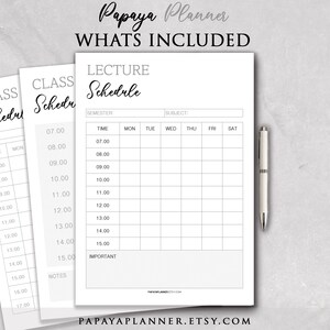 Class Schedule Pack - Printable Planner, Education Template, Study Plan ...