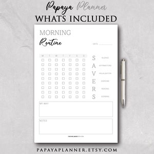 Morning Routine - Printable Planner, Productivity Planner, Habit ...
