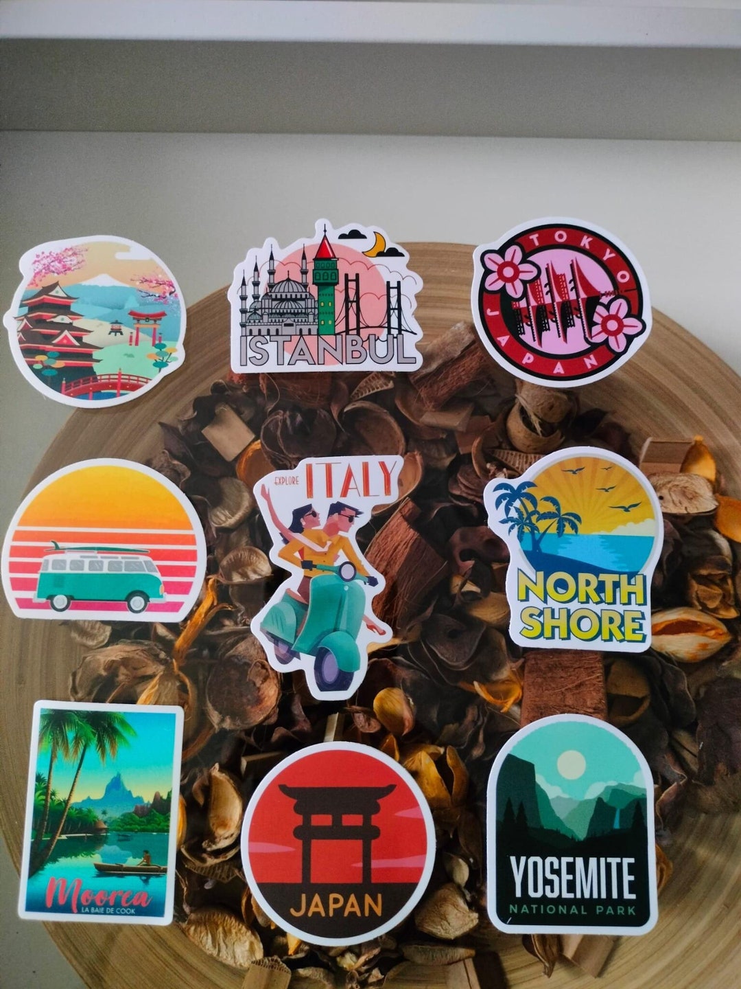 Travel Journal Stickers: World Landmarks, Suitcase Decor - 50pc Matte ...