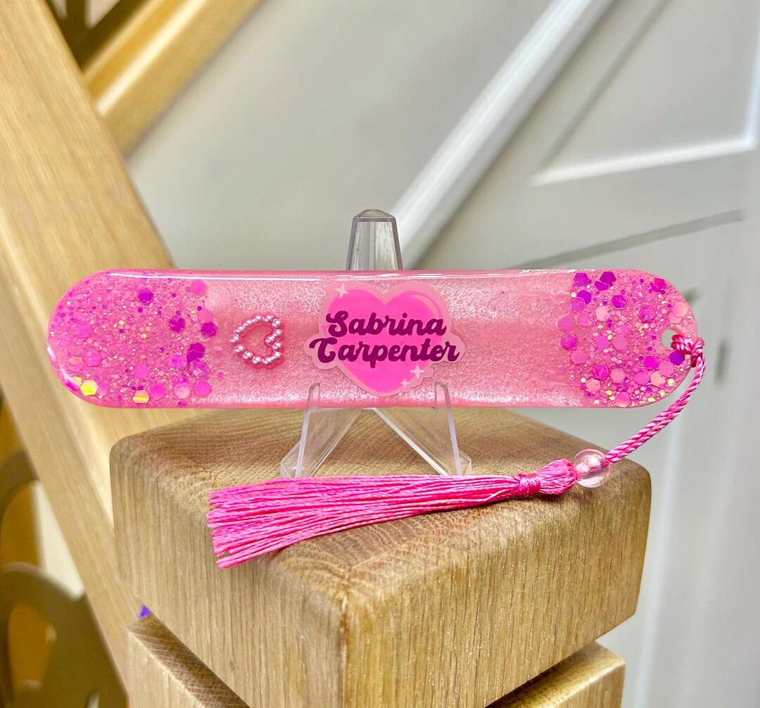 RARE Bookmark Sabrina Carpenter Hot Pink Handmade Resin Sparkly ...