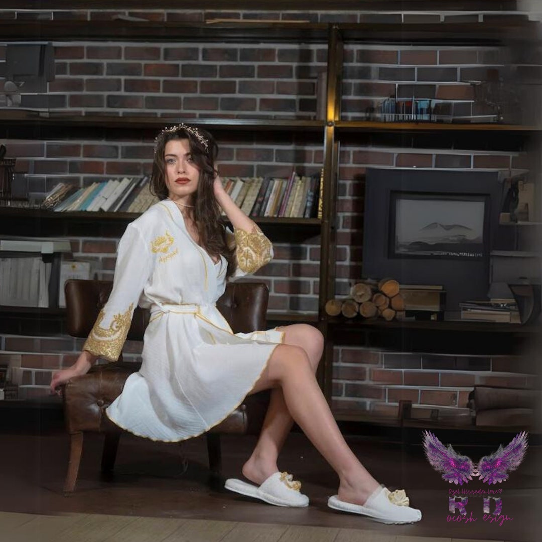 Designer Bride Lux Bathrobe & Gown Set, Personalized Robe, Bathrobe ...