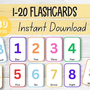 Number Flashcards 1-20 Flashcards Animal Flashcards Printable ...