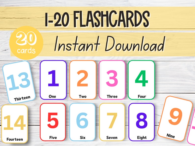 Number Flashcards 1-20 Flashcards Animal Flashcards Printable ...