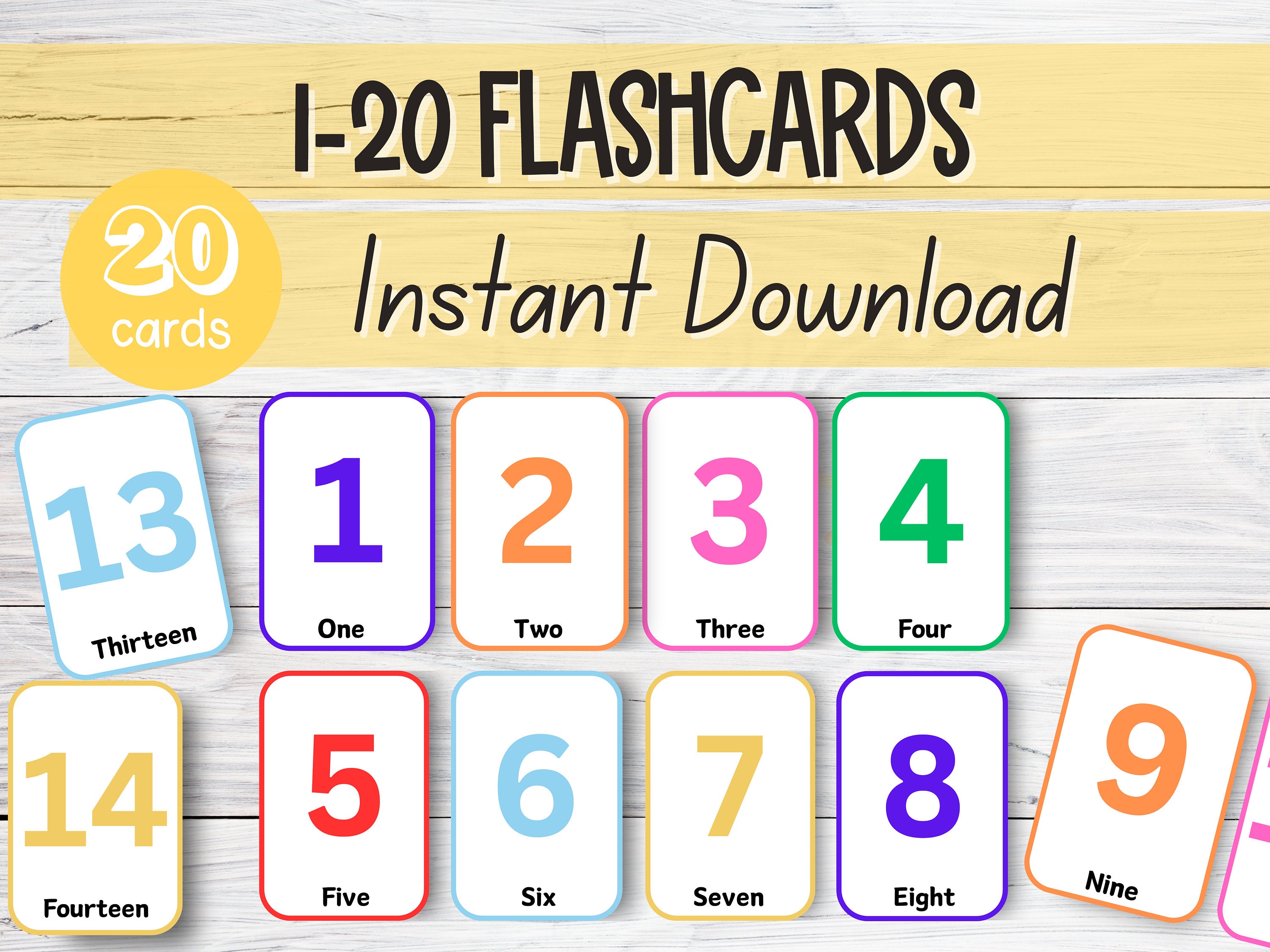 Number Flashcards 1-20 Flashcards Animal Flashcards Printable ...