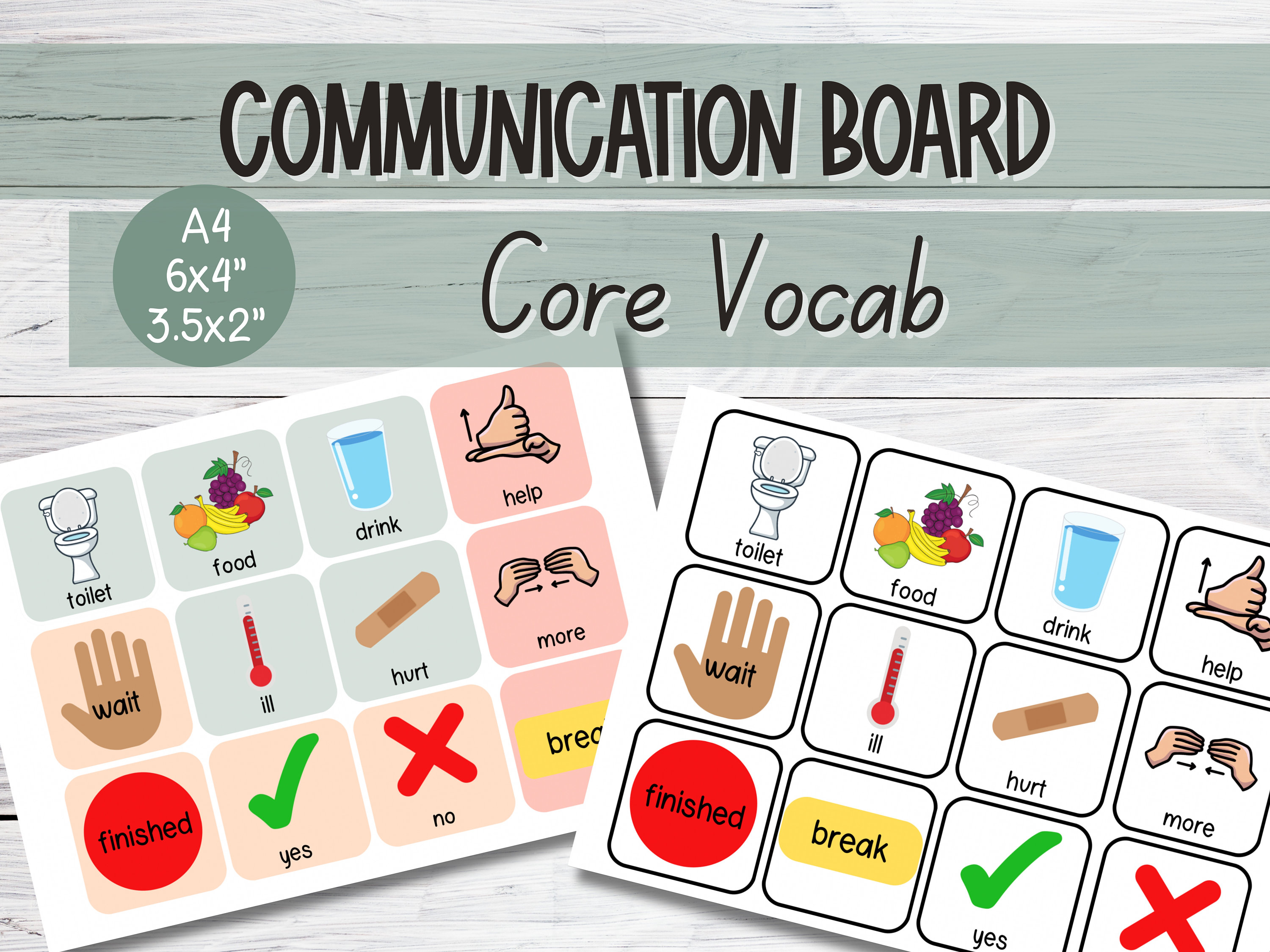 Communication Board for Non Verbal Core Vocabulary Board for Autism ...