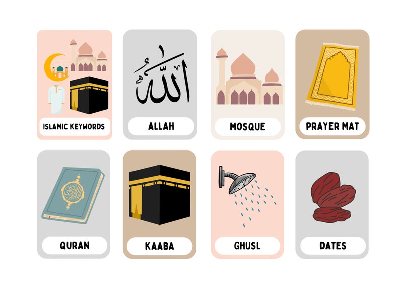 Islamic Flash Cards, Arabic Learning, Eid Activities for Kids, Learn ...