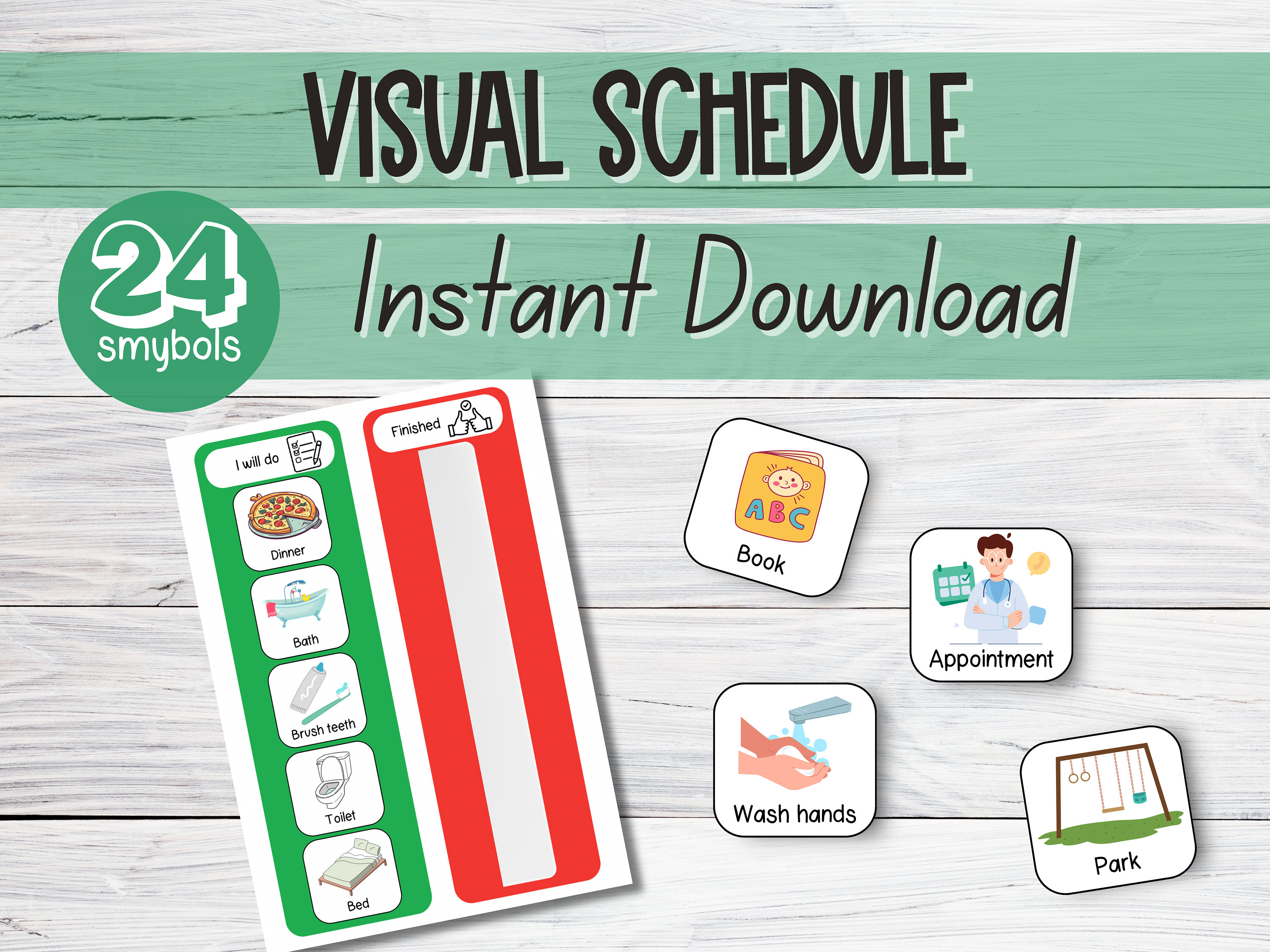 Visual Schedule for Autism Visual Cards Now and Next Board ADHD ...