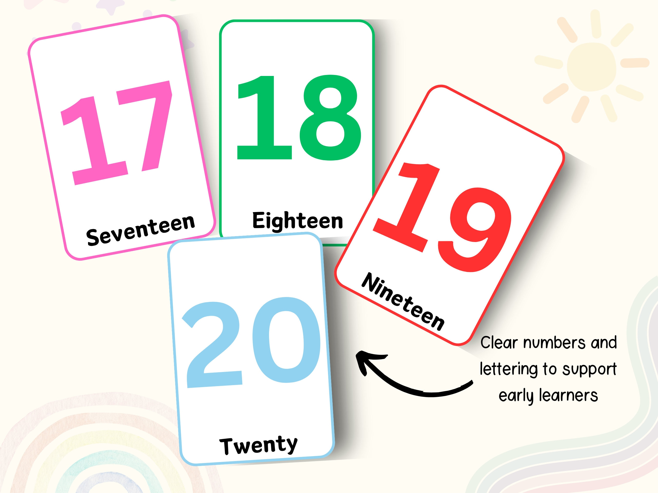 Number Flashcards 1-20 Flashcards Animal Flashcards Printable ...