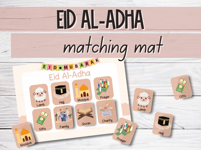 Childrens Eid Gift for Toddlers Islamic Learning Matching Activity for ...