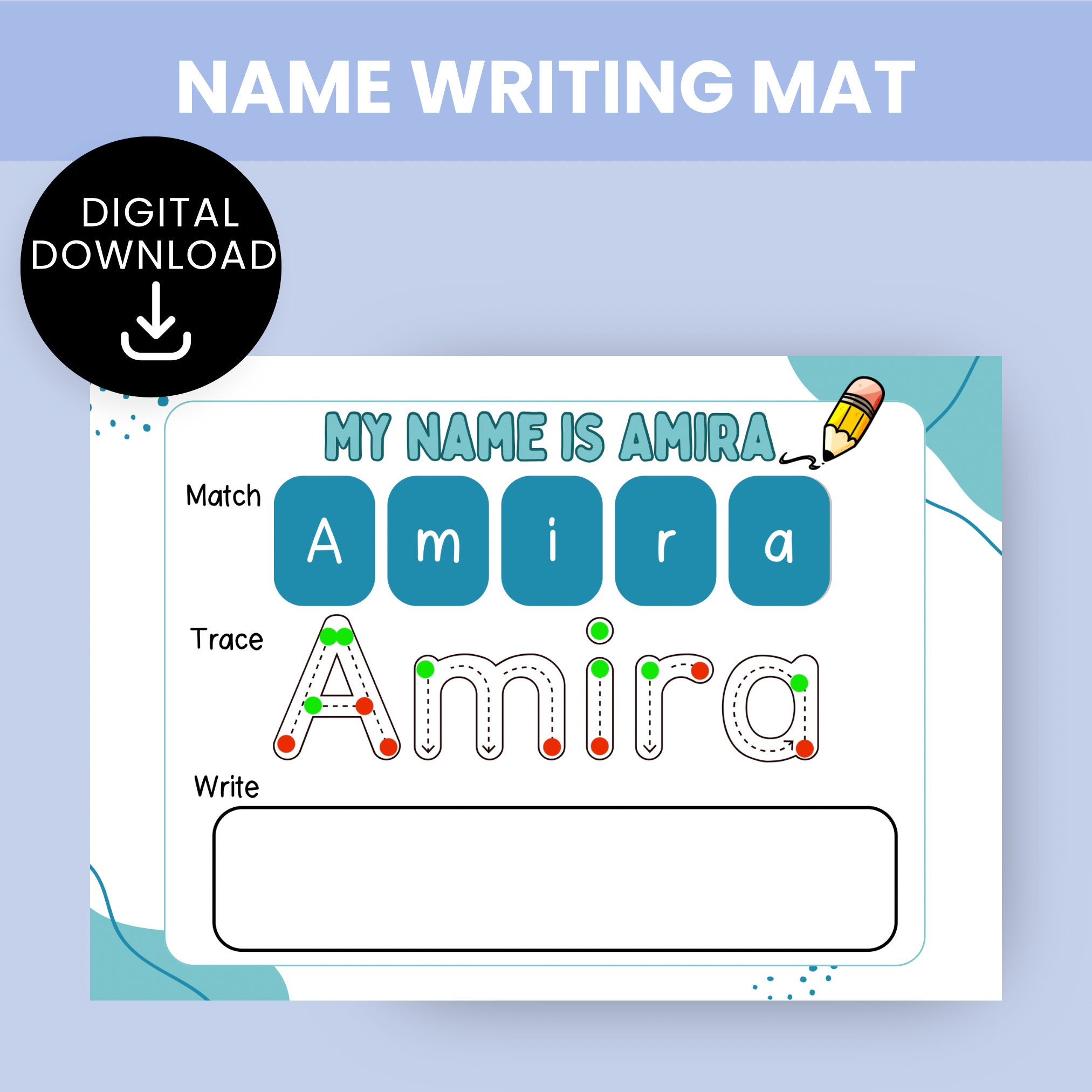 Name Writing Mat, Name Tracing, Letter Tracing Board, Letter Matching ...