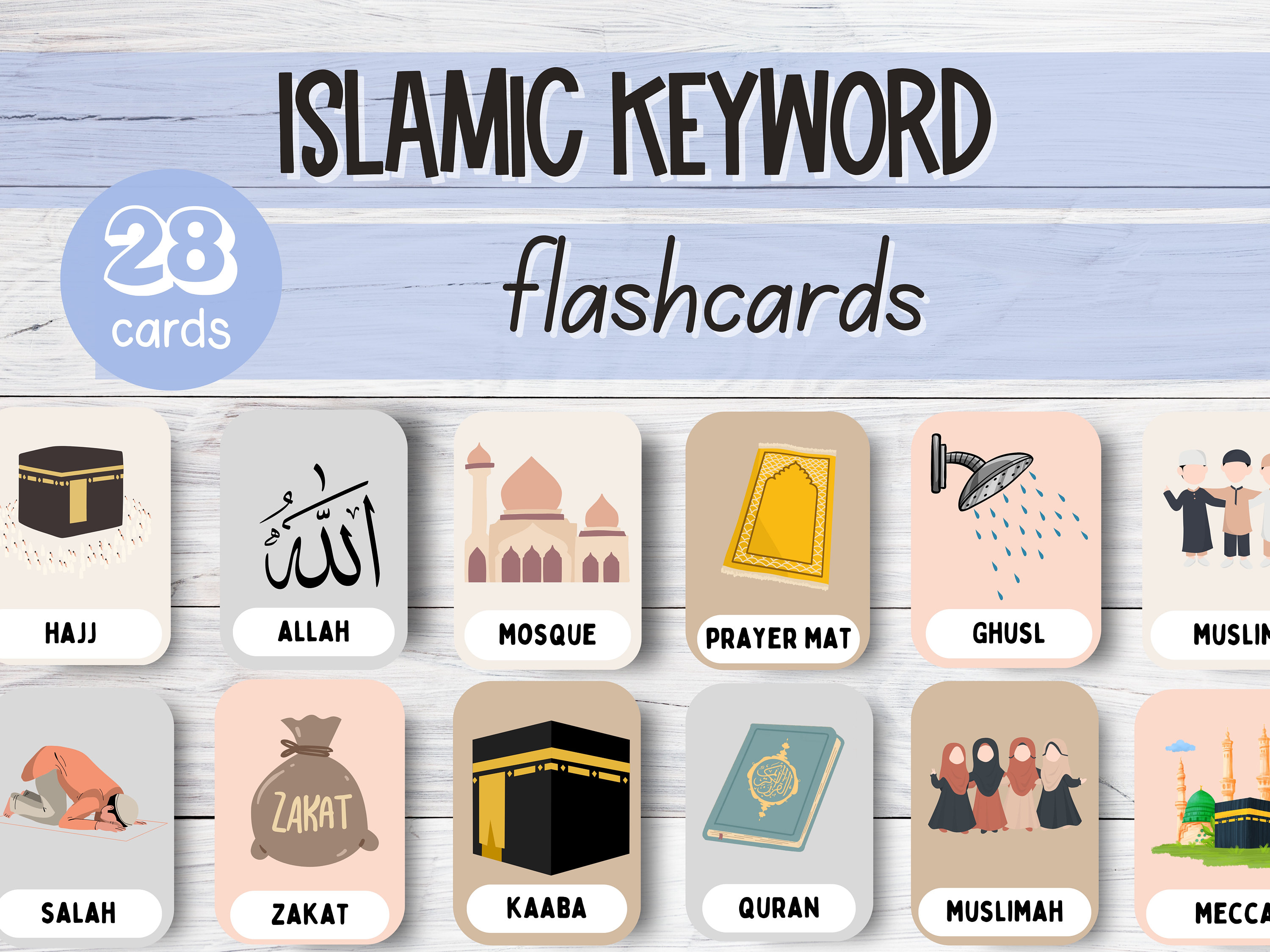 Islamic Flash Cards Arabic Learning Eid Activities for Kids Learn ...