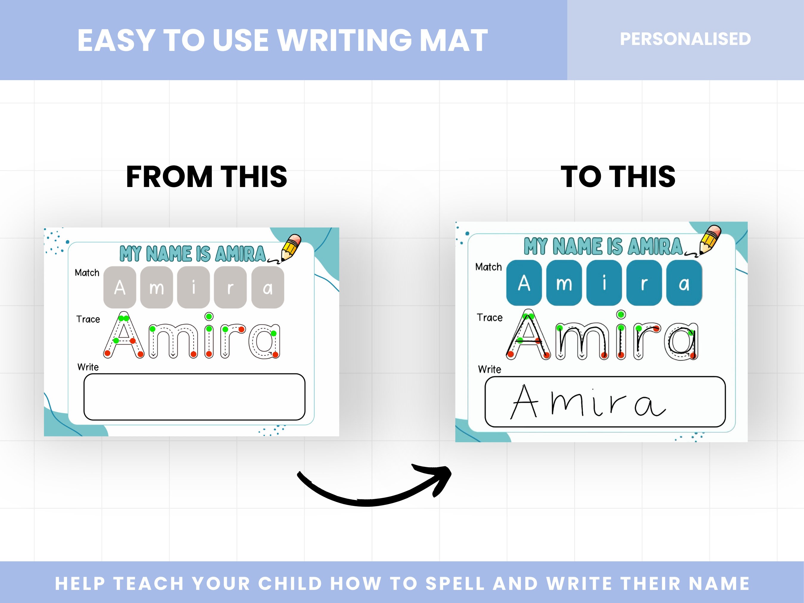 Name Writing Mat, Name Tracing, Letter Tracing Board, Letter Matching ...