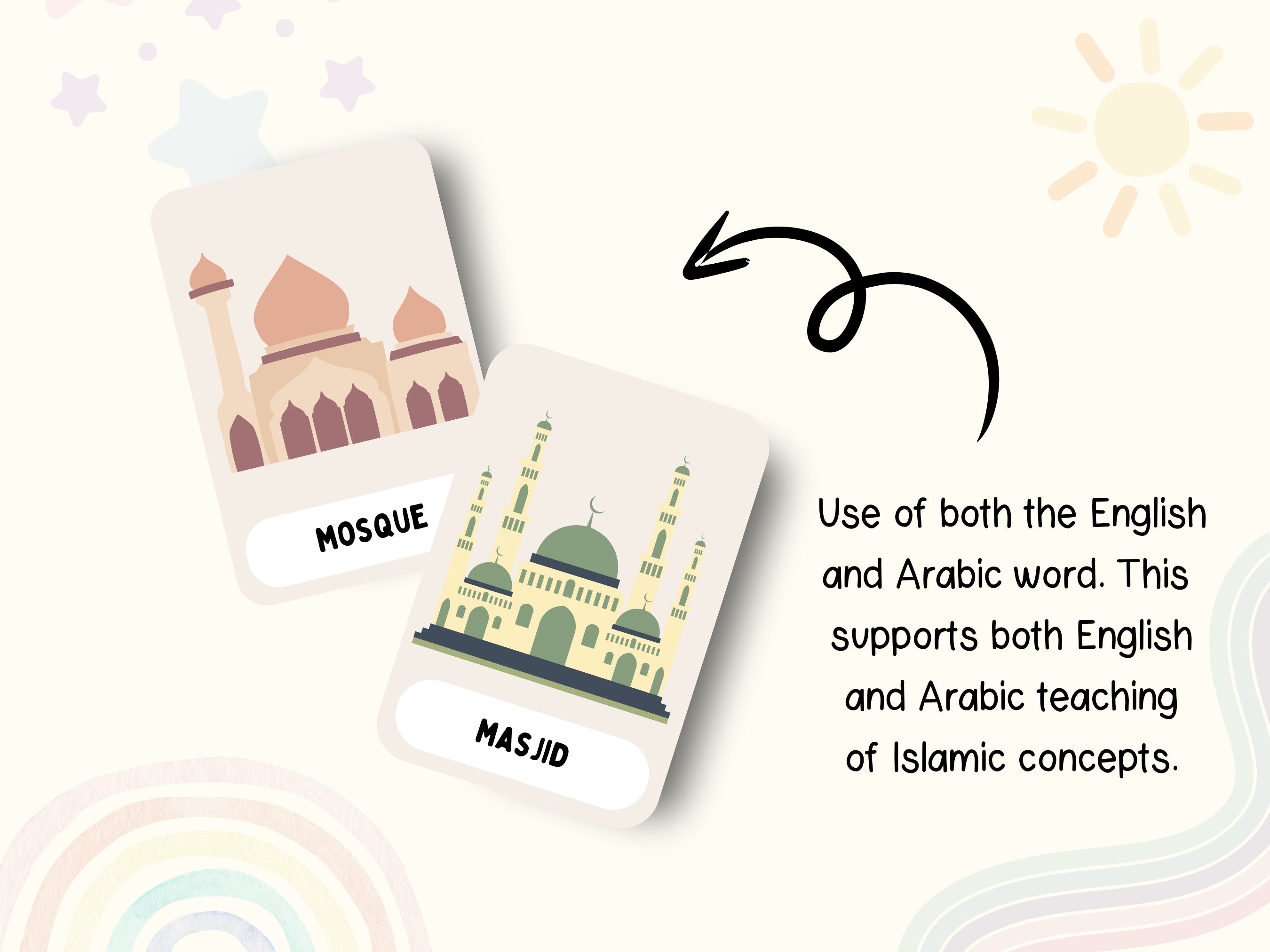 Islamic Flash Cards Arabic Learning Eid Activities for Kids Learn ...