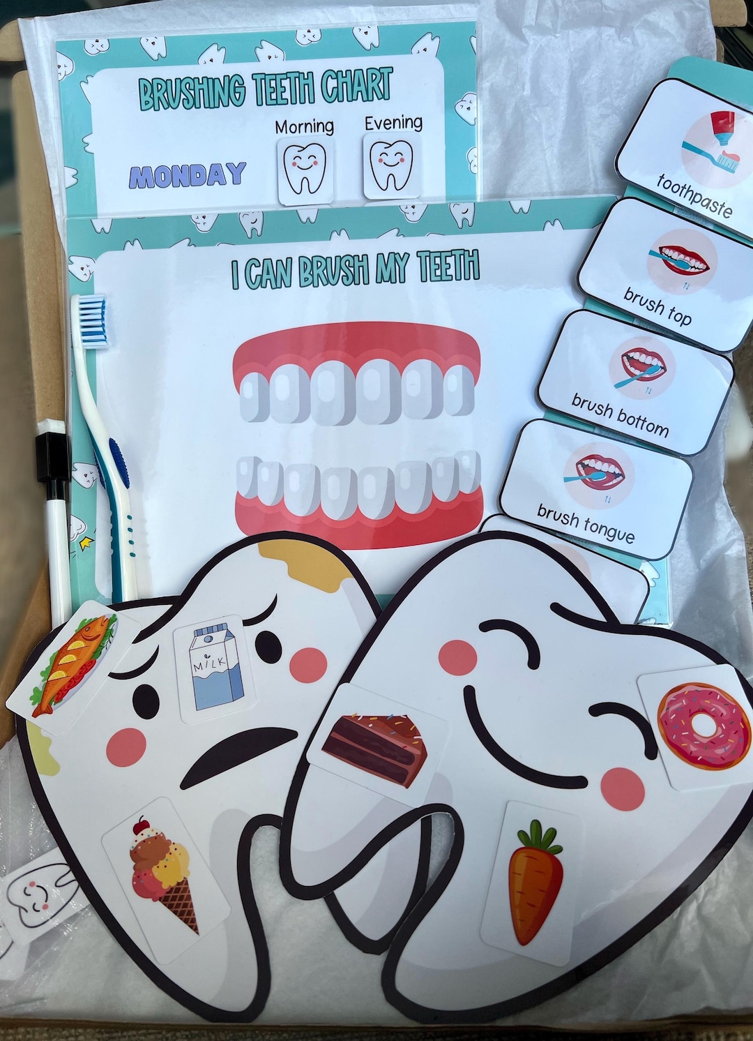 Kids Brushing Teeth Chart, Dental Hygiene, Life Skills Autism, Toddler ...