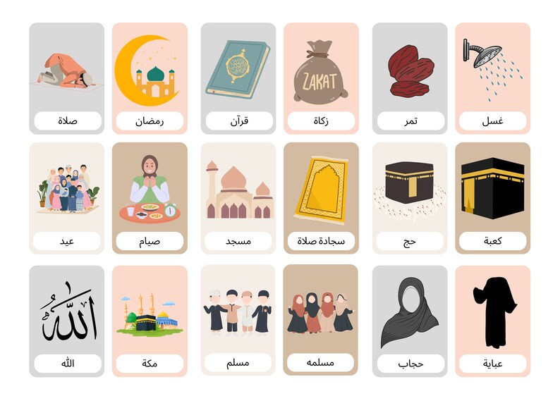 Islamic Flashcards, Muslim Kids Gift, Gift for Islamic Kids, Islamic ...