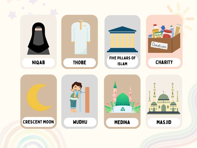 Islamic Flash Cards Arabic Learning Eid Activities for Kids Learn ...