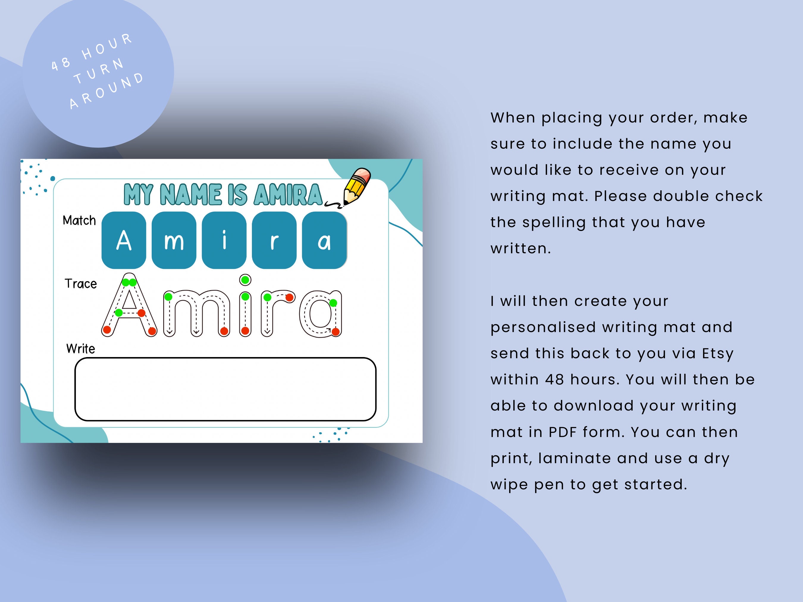 Name Writing Mat, Name Tracing, Letter Tracing Board, Letter Matching ...