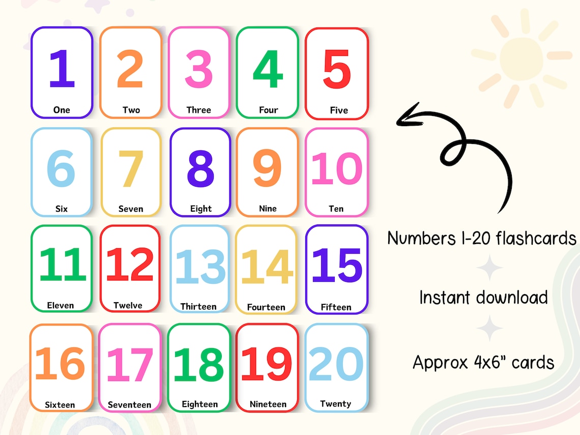 Number Flashcards 1-20 Flashcards Animal Flashcards Printable ...