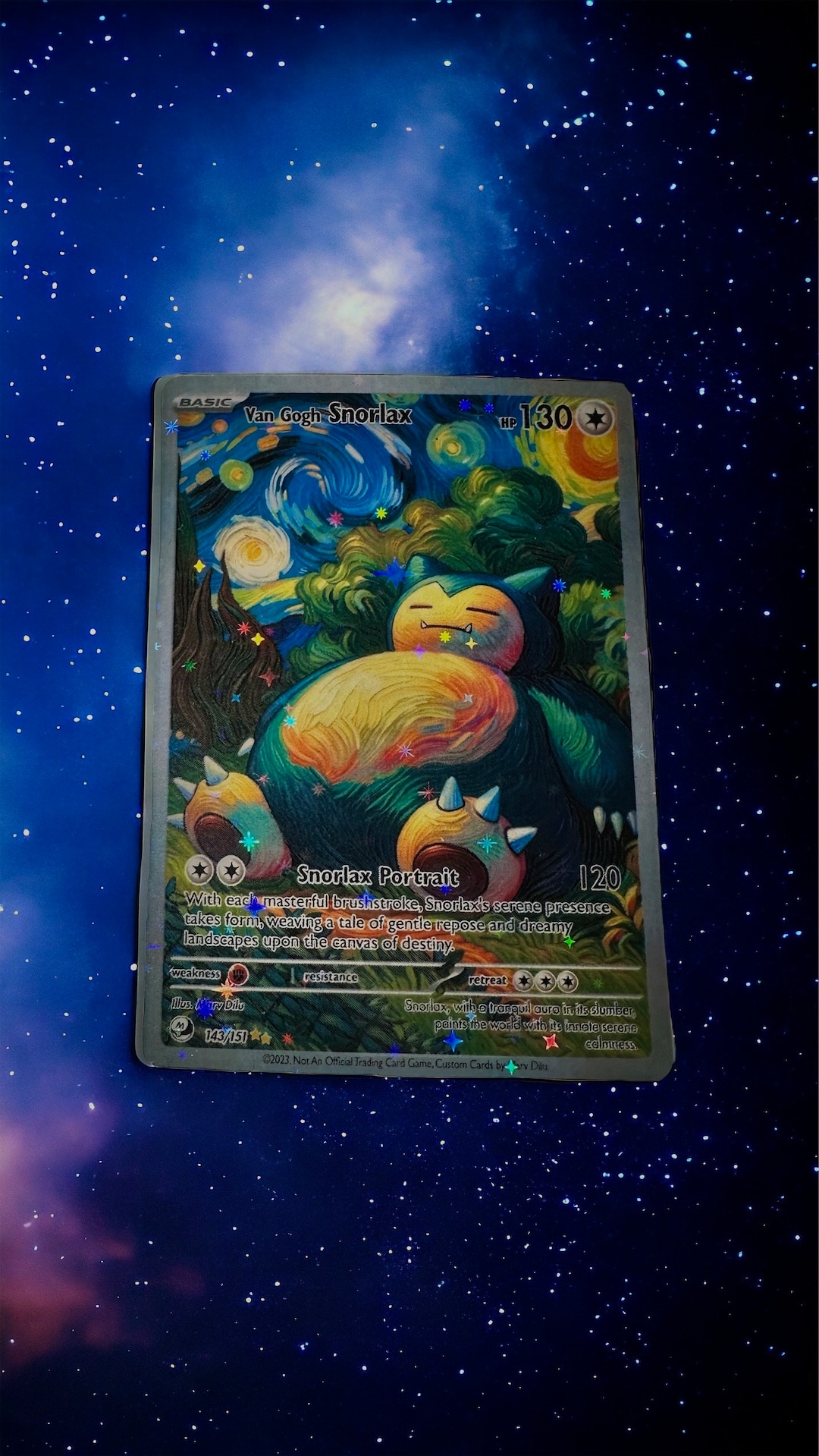 Snorlax Pokemon Van Gogh Starry Night Custom Holographic & Non-holo ...