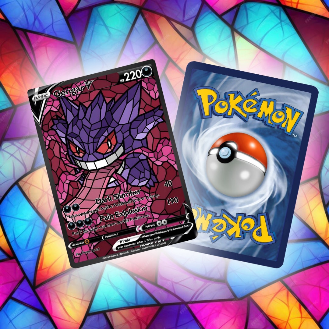 Gengar V Stained Glass Custom Holographic Pokemon Cards Proxy / Gift ...