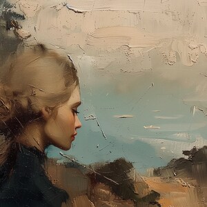 Abstract Woman Face Art, Original Painting Lady Face Echoing in ...