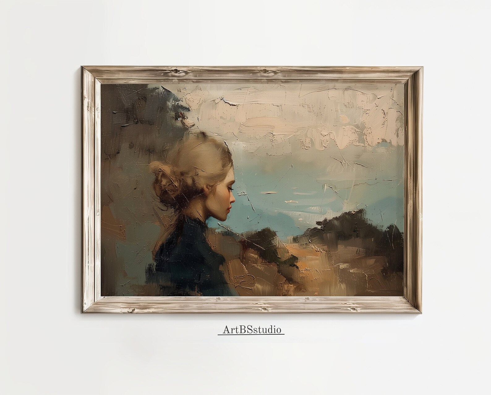 Abstract Woman Face Art, Original Painting Lady Face Echoing in ...