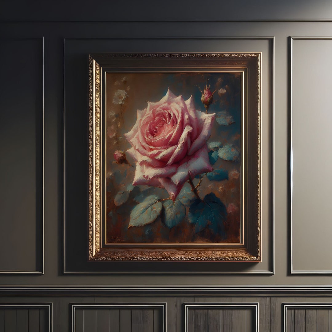 Red Rose Artwork Valentines Day Wall Art Gift for Her Printable Oil ...