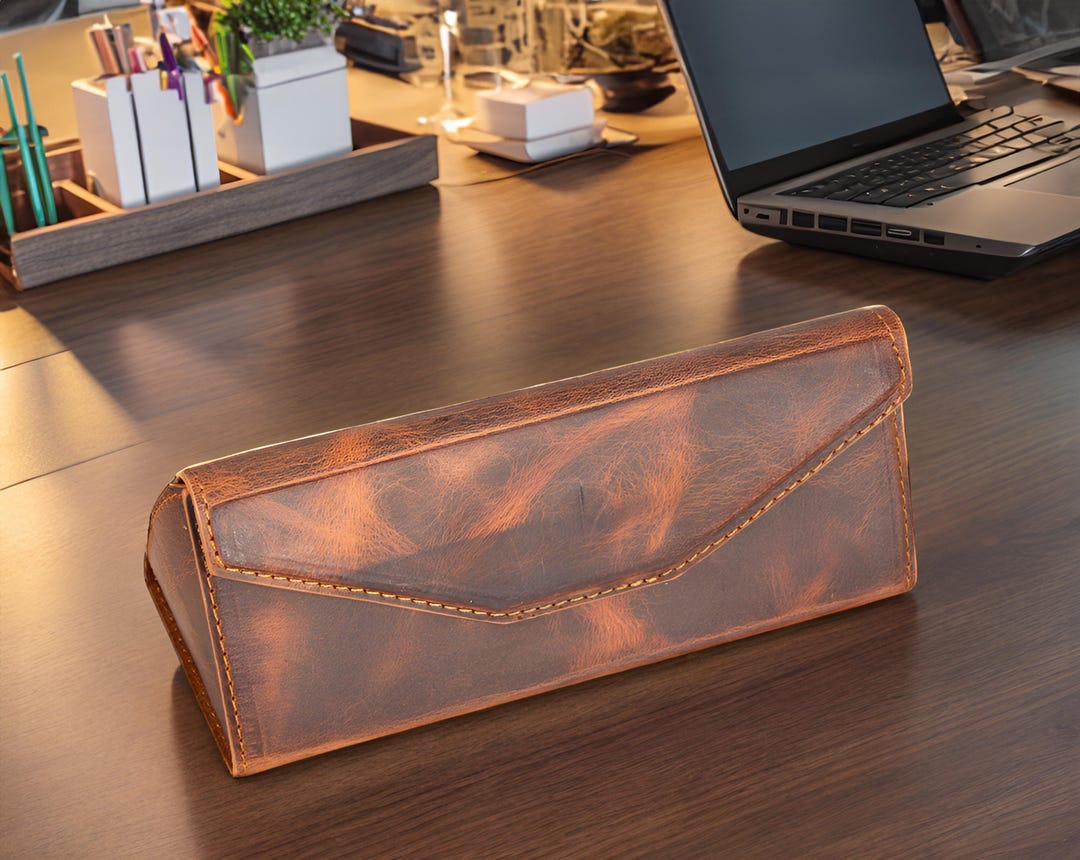 Leather Foldable Glasses Case With Magnetic Closure, Personalize Full ...