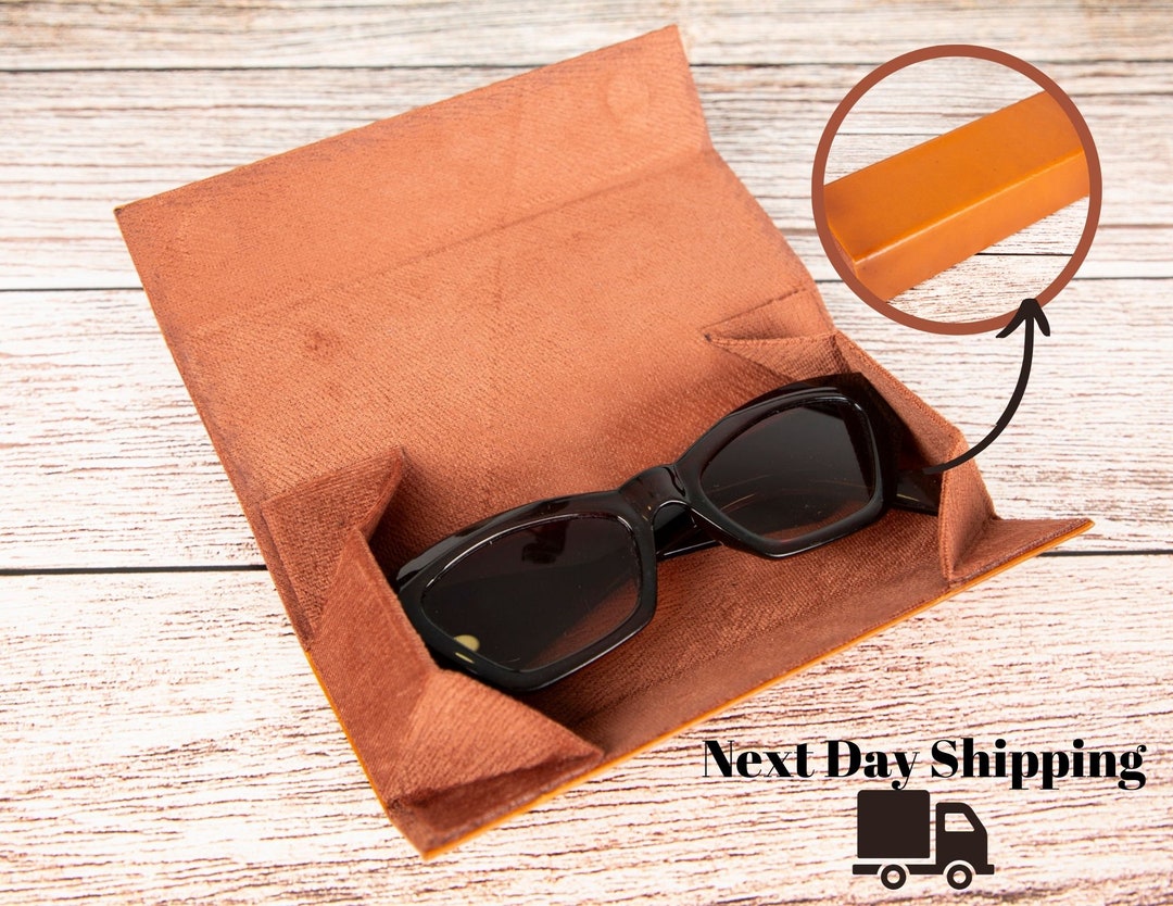 Leather Foldable Glasses Case, Personalized Soft Eyeglasses Case With ...