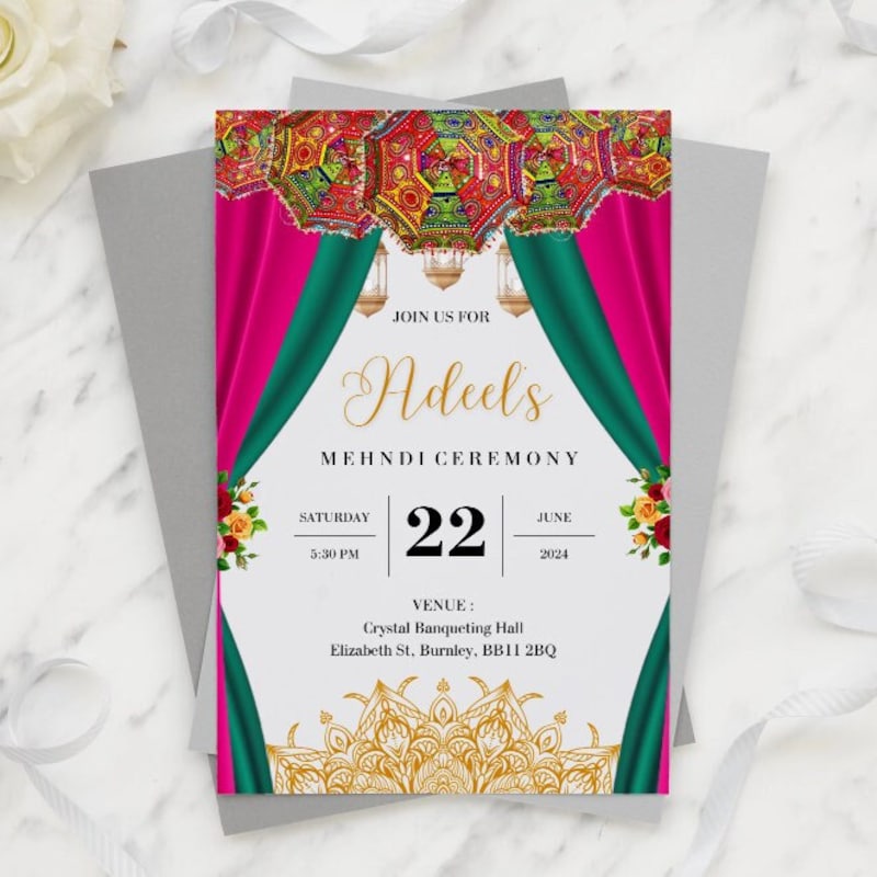 Pakistani Mehndi Invitation Cards - Etsy UK