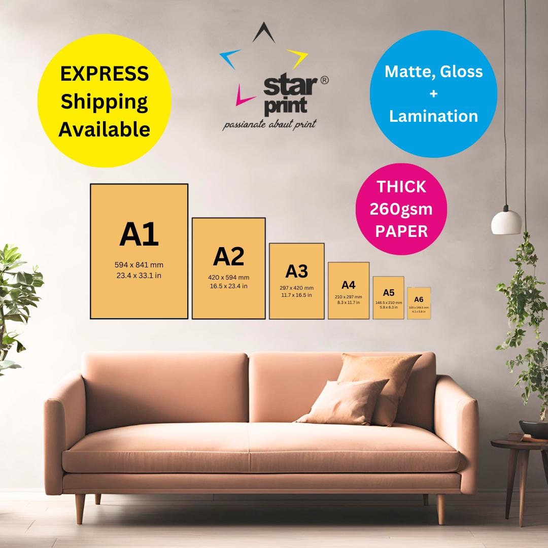 Poster Printing A1 A2 A3 A4 A6 Print Your Own Artwork Custom Printing ...