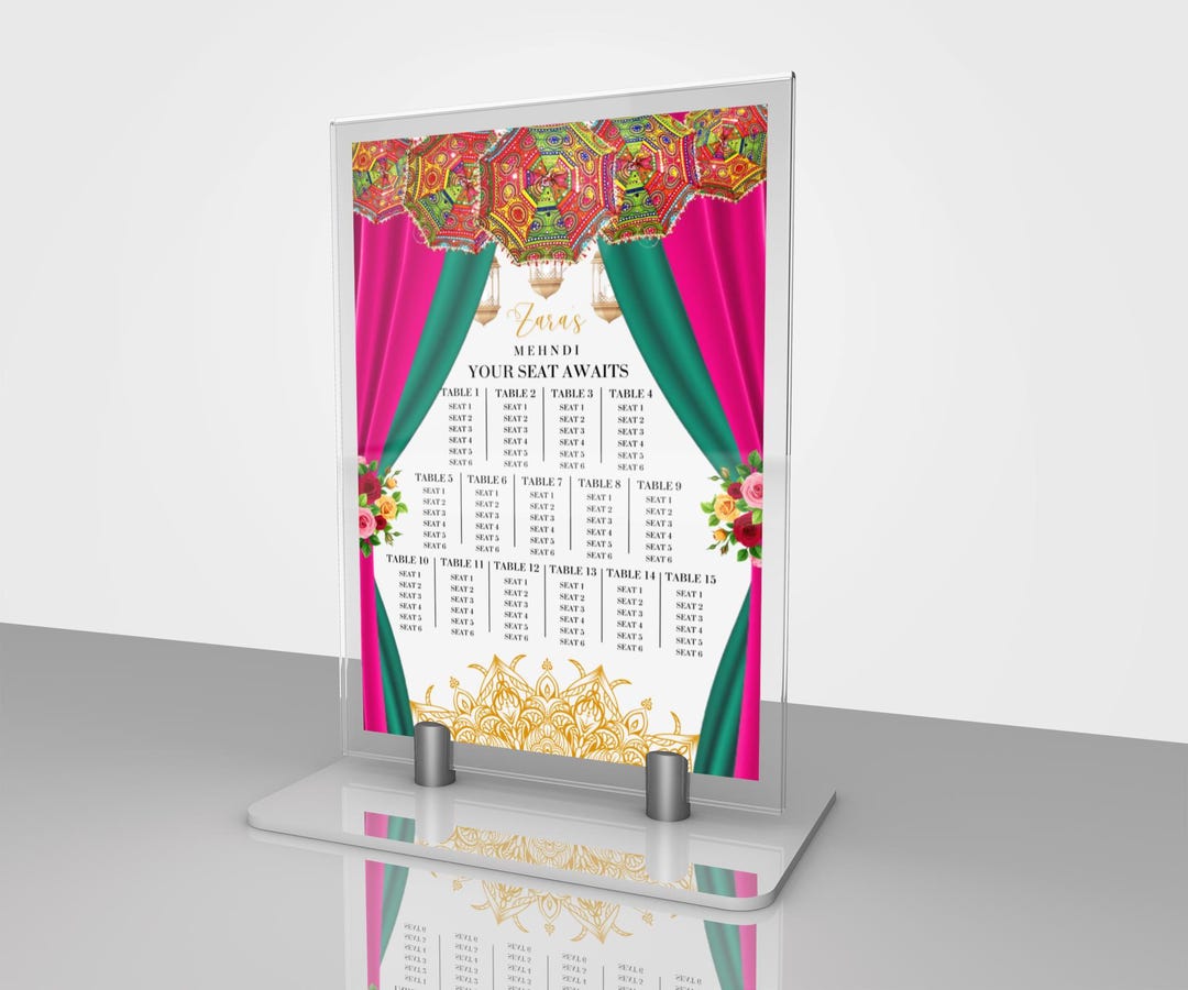 Personalized Mehndi Seating Plan A3 | Pakistani Wedding Decor - Etsy