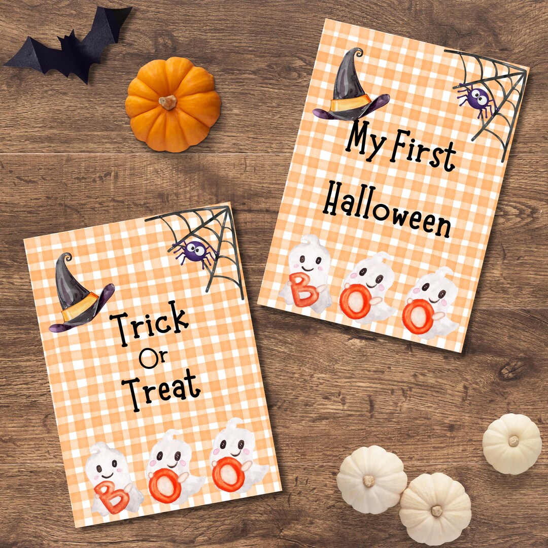 Cute Ghost Halloween Milestone Card Baby's First Halloween - Etsy