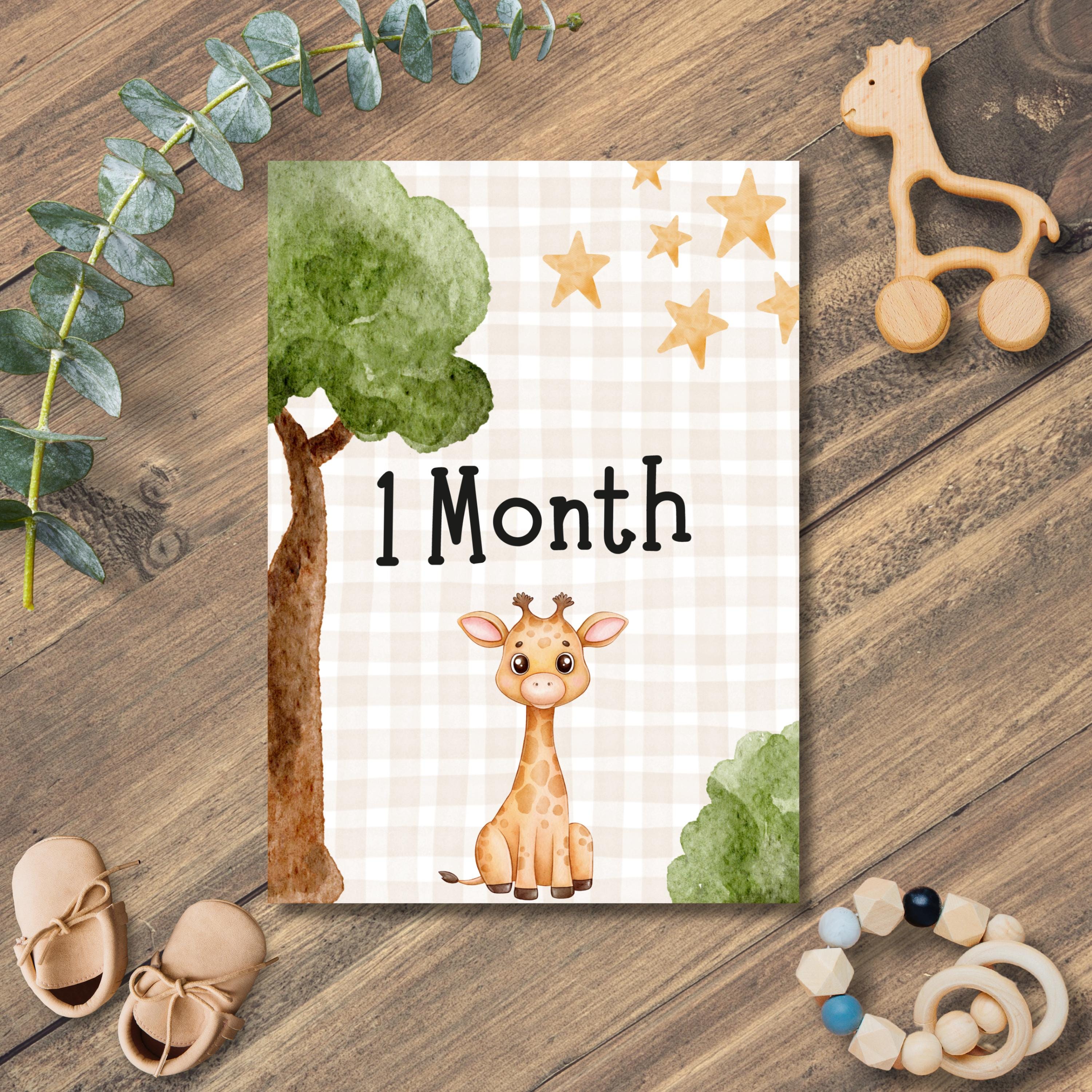 Baby Monthly Milestone Marker Printable Giraffe Safari Monthly Baby ...