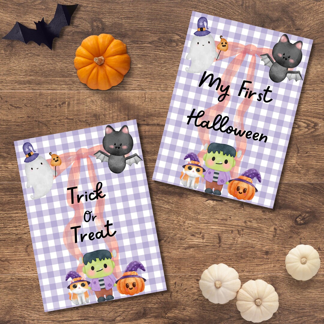 Coquette Bow Halloween Milestone Card Baby's First Halloween - Etsy