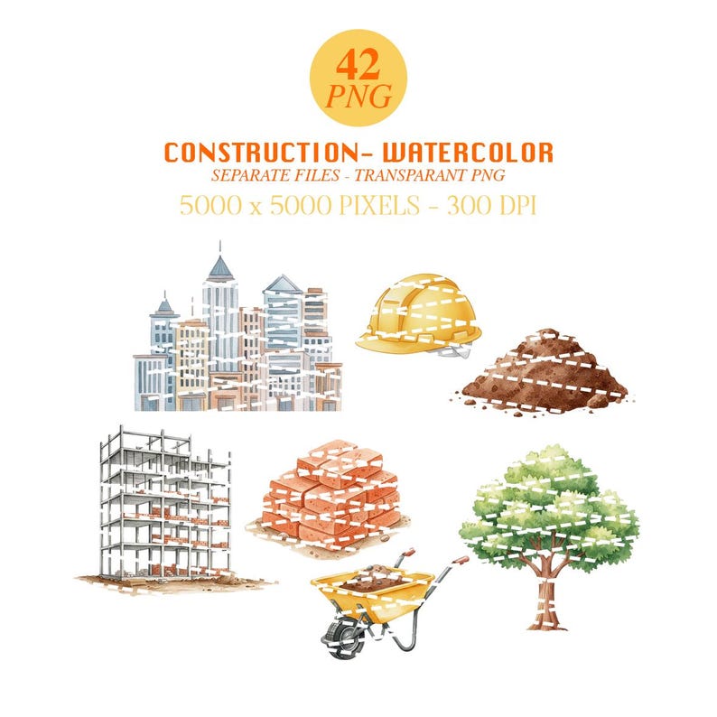 Cute Construction Watercolor Clipart Illustration: Dump Trucks ...