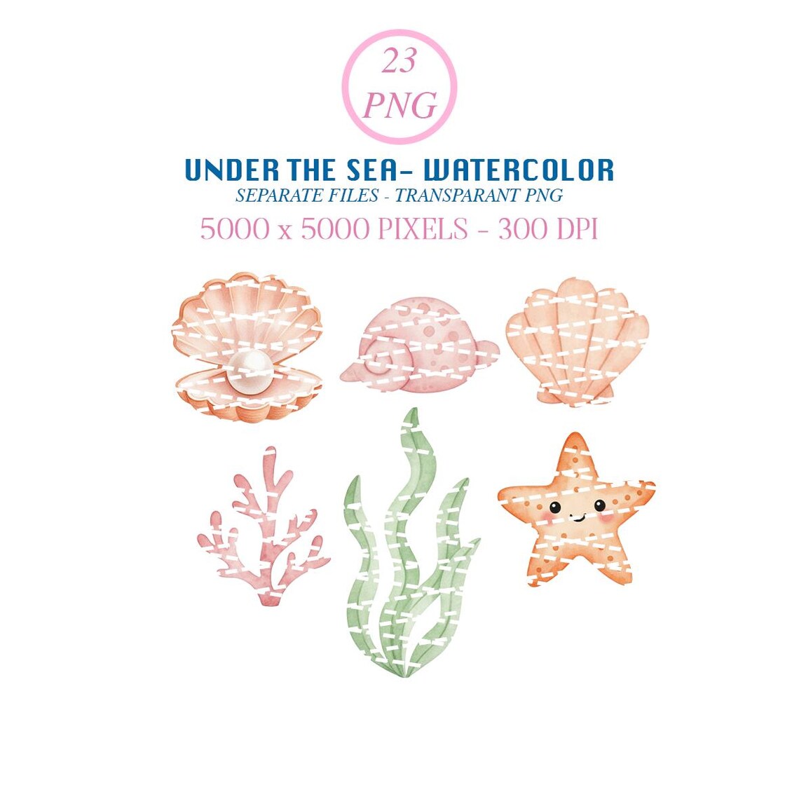 Under the Sea Clipart | Ocean Animals PNG | Mermaid Sea Creatures ...