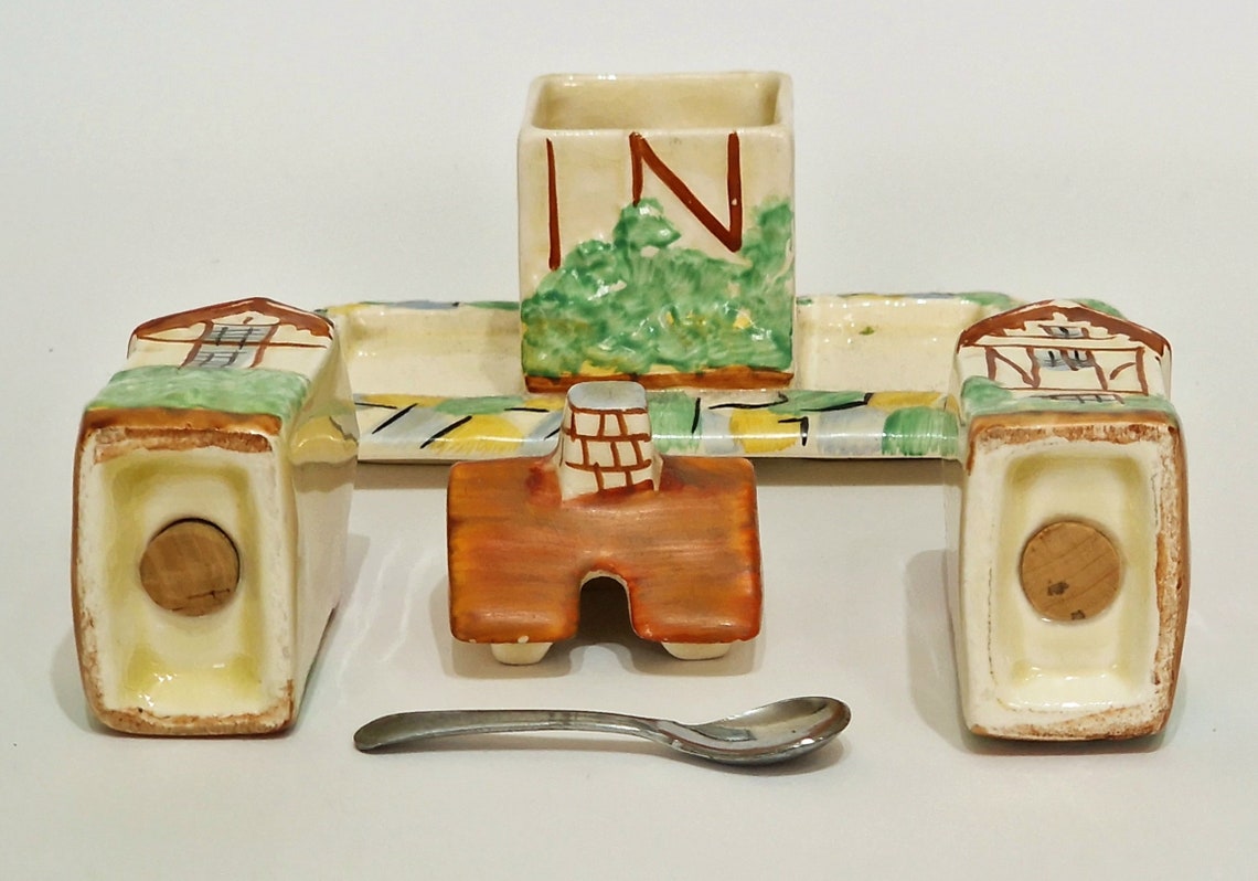 Crown Devon Fieldings Cottage Salt, Pepper and Condiment Set Reduced - Etsy