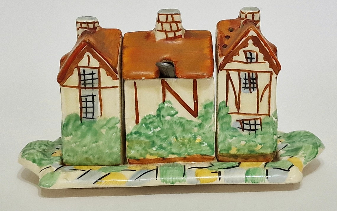 Crown Devon Fieldings Cottage Salt, Pepper and Condiment Set Reduced - Etsy