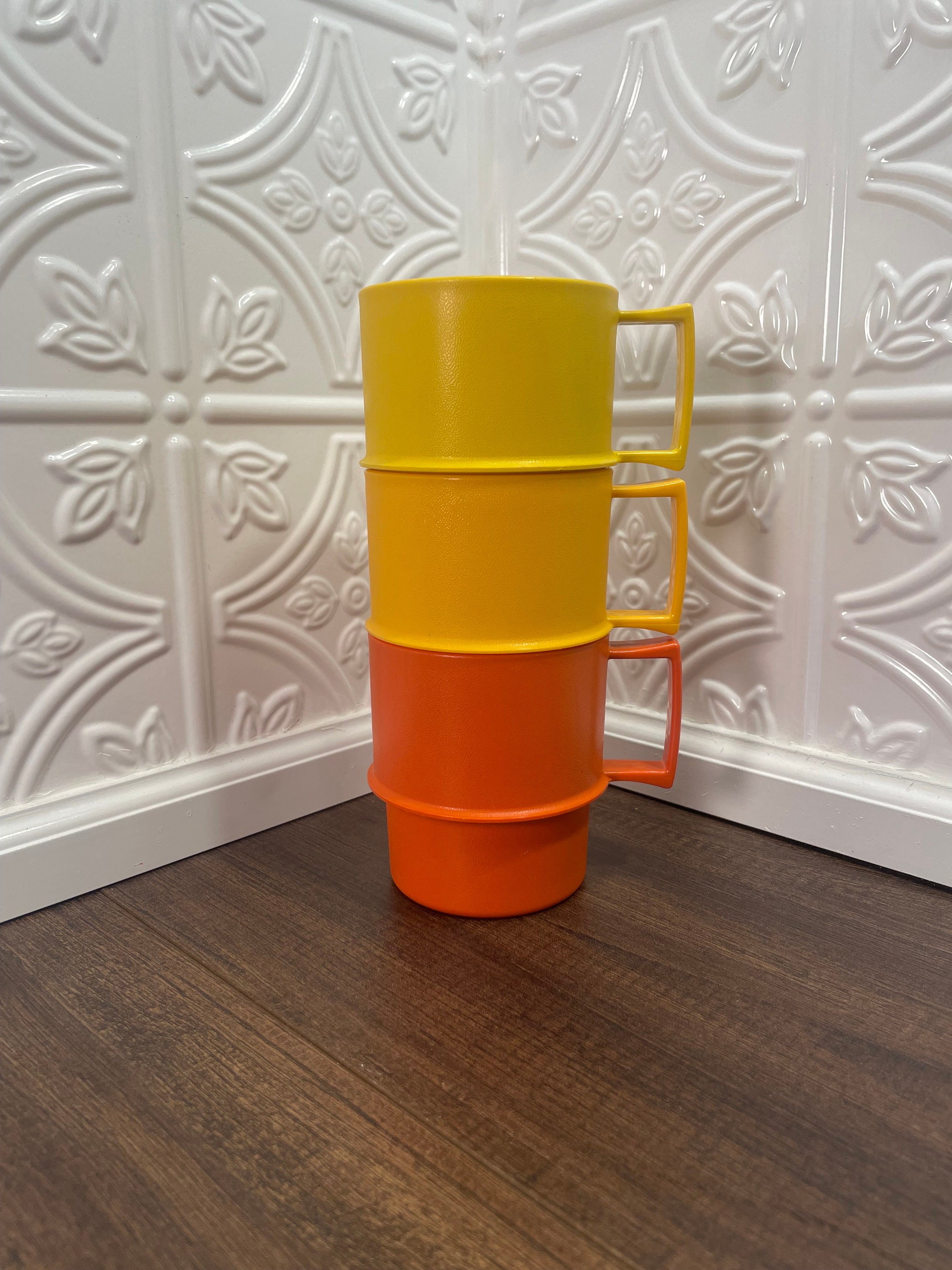 Vintage Tupperware Stacking Mugs | Set of 3 | Orange, Yellow ...