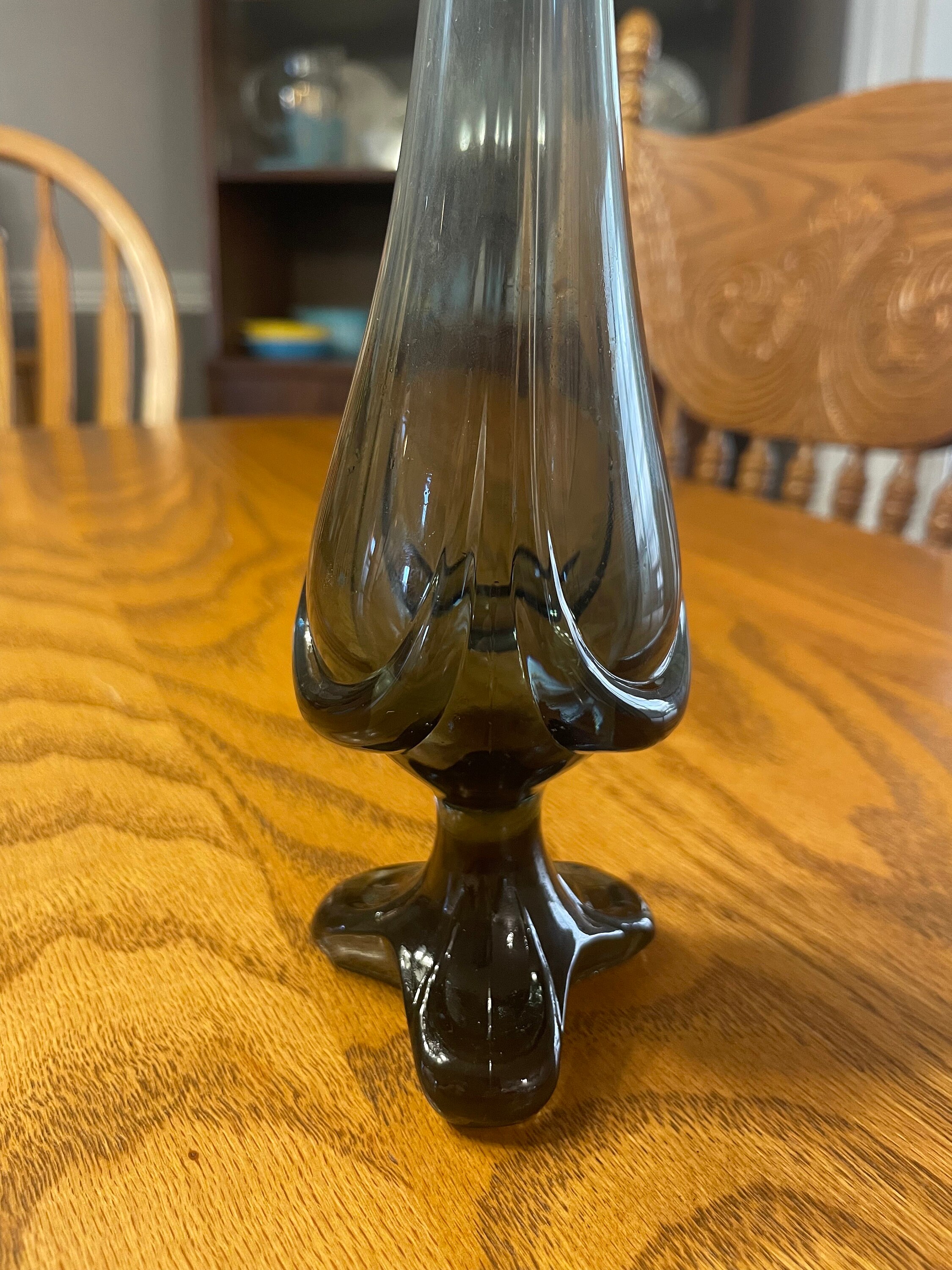 Vintage Viking Epic Drape Swung Glass Vase 13 Tall in Steel/smoke ...