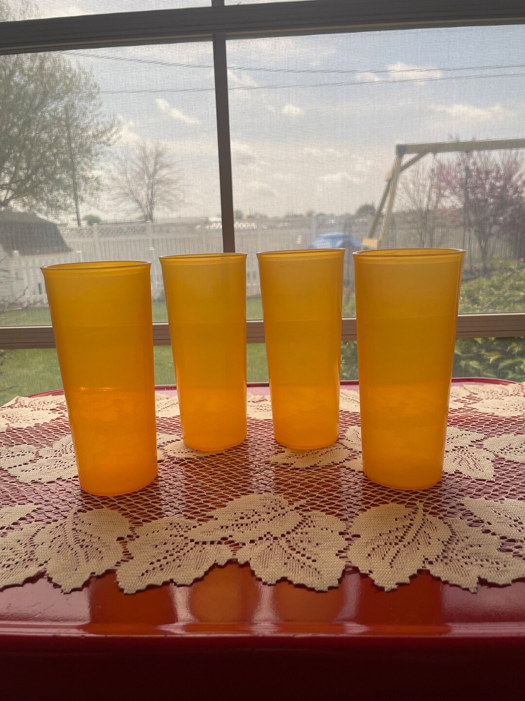 Set of 4 Vintage Plastic Orange Tupperware Cups / Tumblers - Etsy