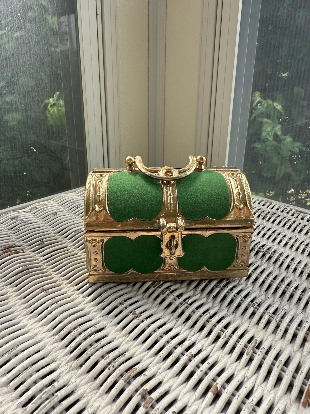 Vintage Promotional Piggy Bank Treasure Chest Box | "gold" With Green ...
