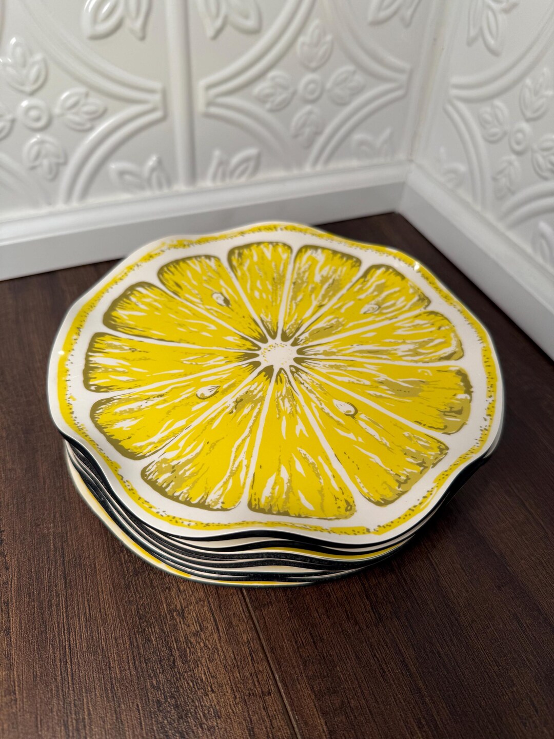 Vintage Lemon Slice 7" Stotter Melamine Scalloped Plates | Sold ...