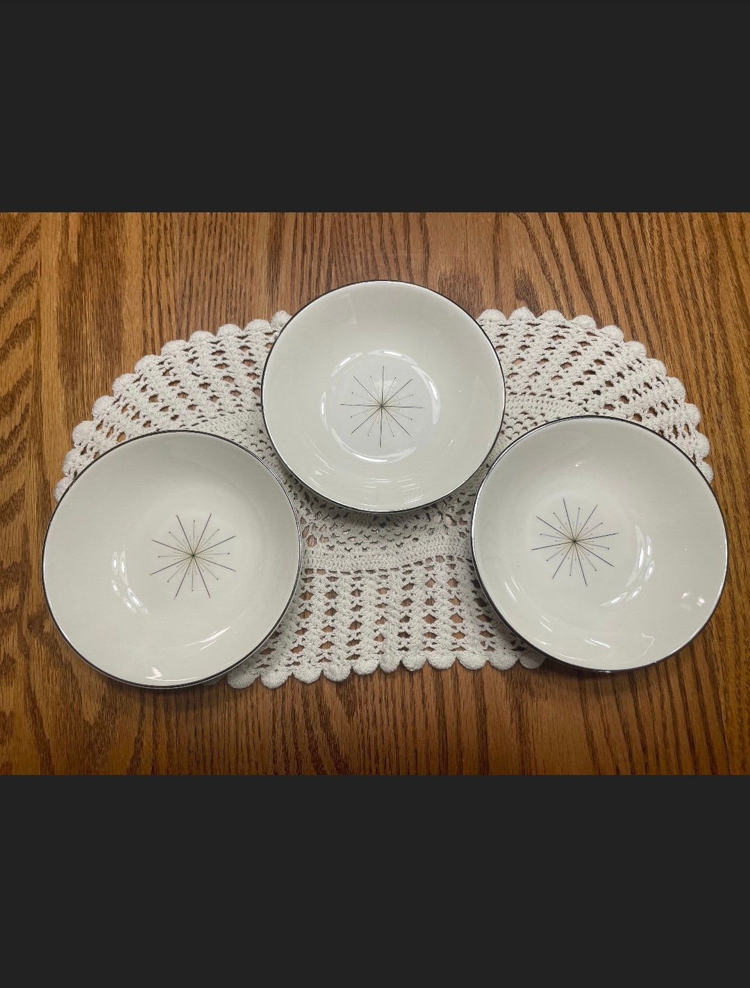 3 Vintage MCM Atomic 1950s Homer Laughlin MODERN STAR Dessert or Berry ...