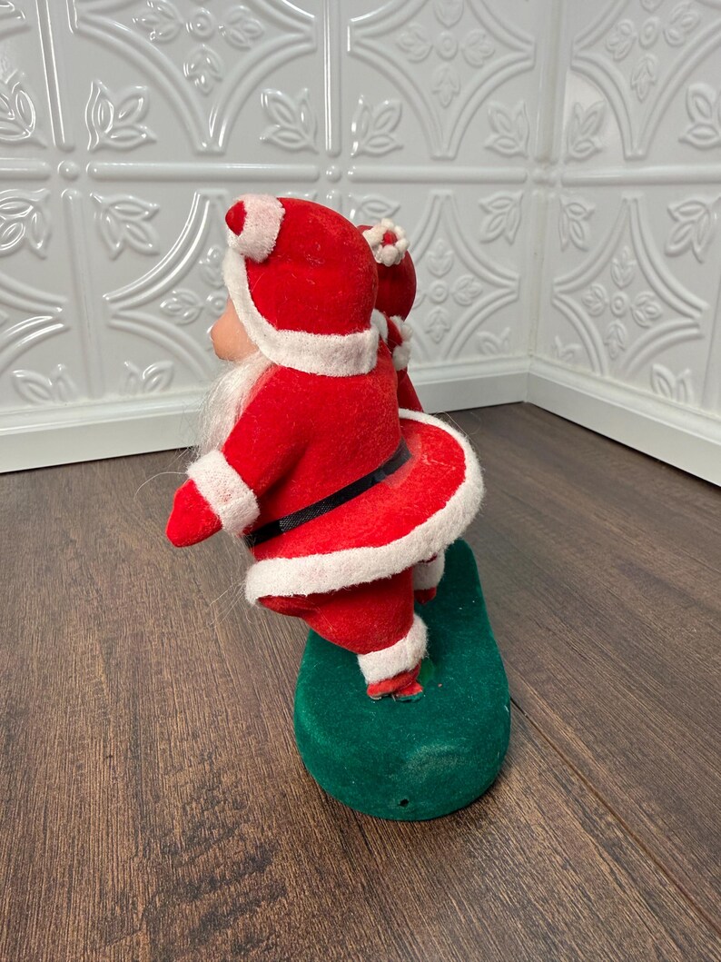 Vintage Flocked Dancing Santa & Mrs Claus Blow Mold Figurine ...
