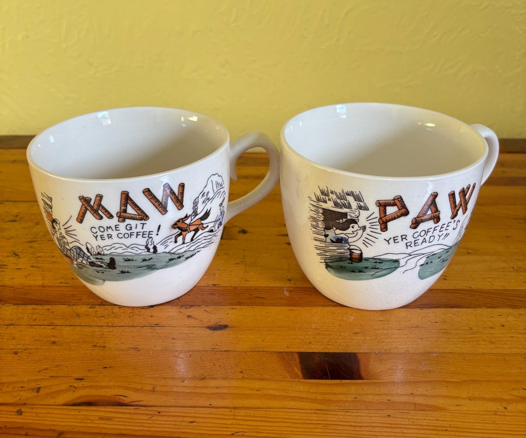 Vintage Set of Hillbilly Maw & Paw Coffee Mugs - Etsy